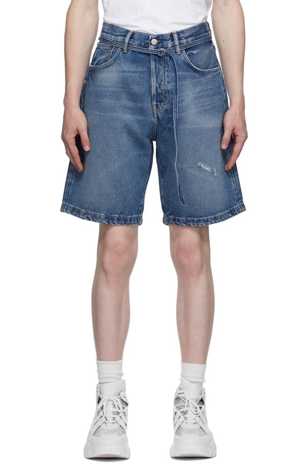 Acne Studios Blue Denim Belted Shorts | Garmentory