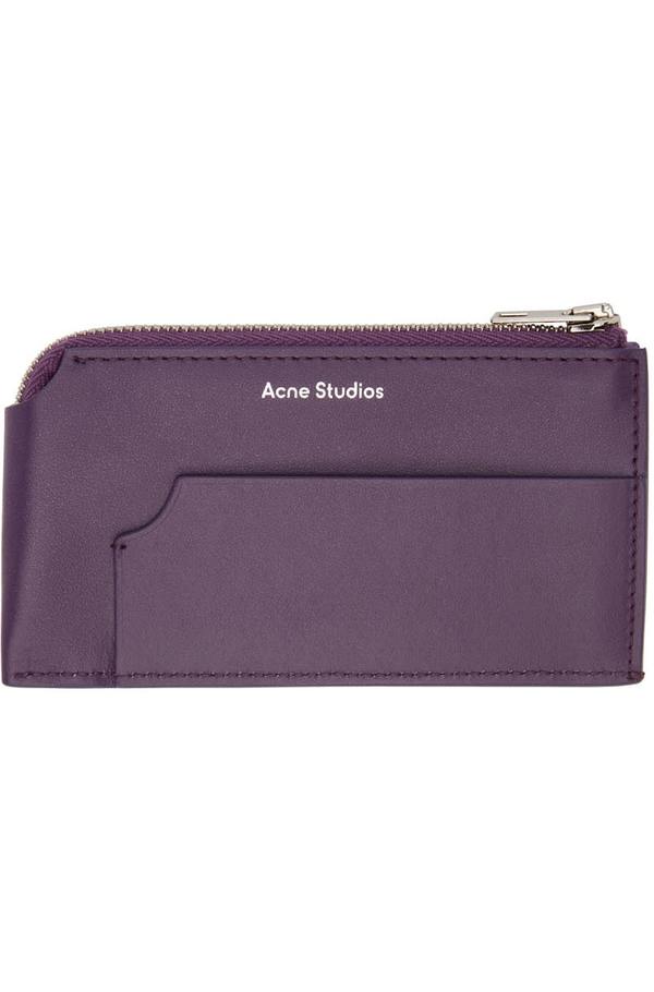 Acne Studios Calfskin Zip Wallet - Purple | Garmentory