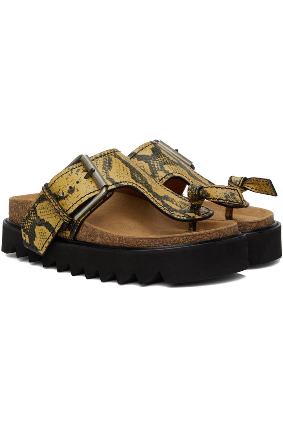 Acne Studios Snake Flat Sandals - Yellow | Garmentory
