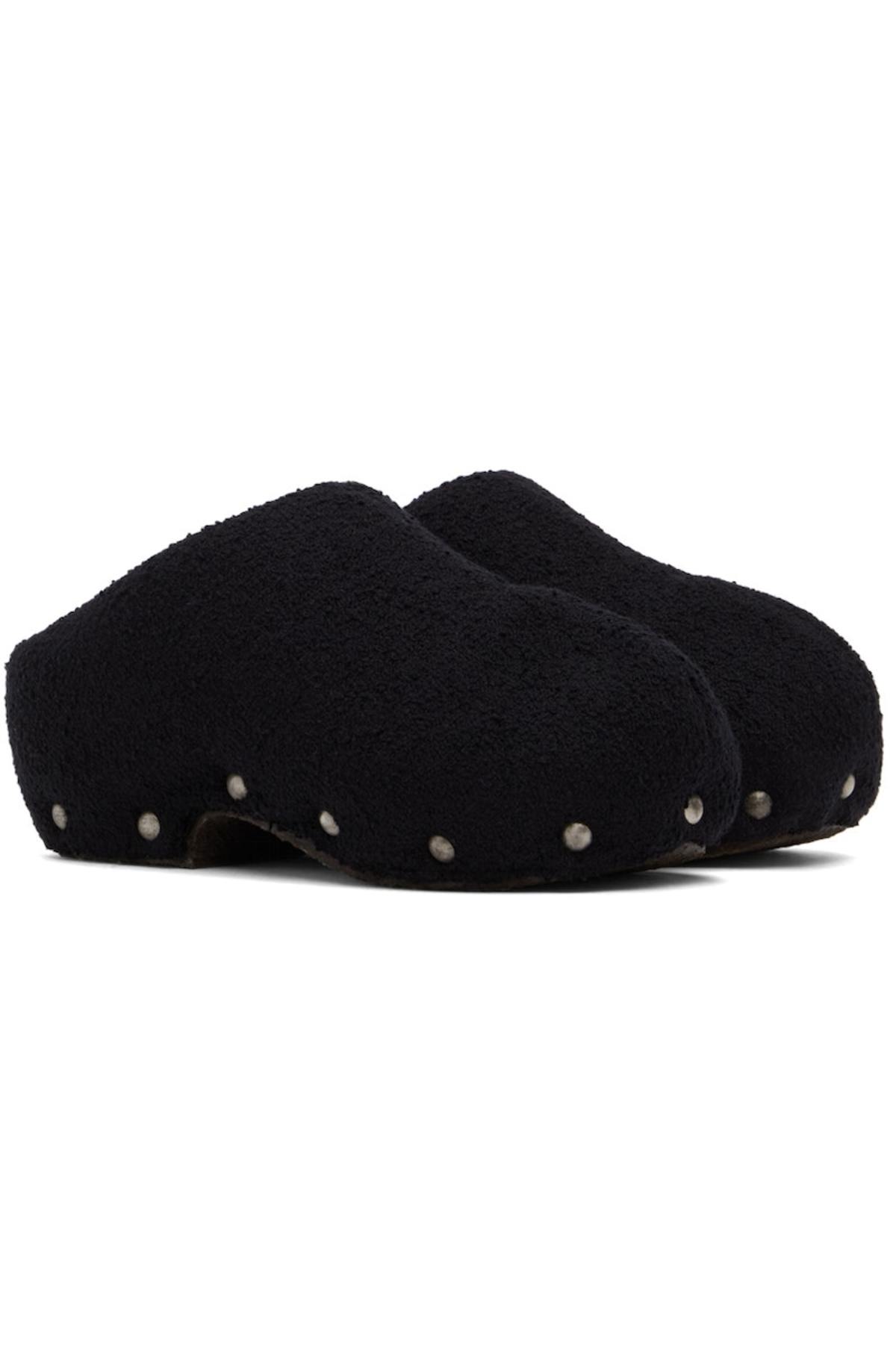 Acne Studios Shearling Clogs - Black | Garmentory