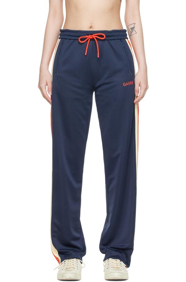 GANNI Recycled Polyester Lounge Pants - Navy | Garmentory