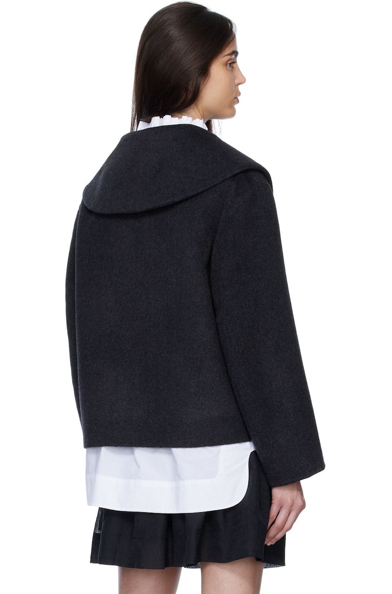 GANNI Gray Extended Collar Jacket | Garmentory