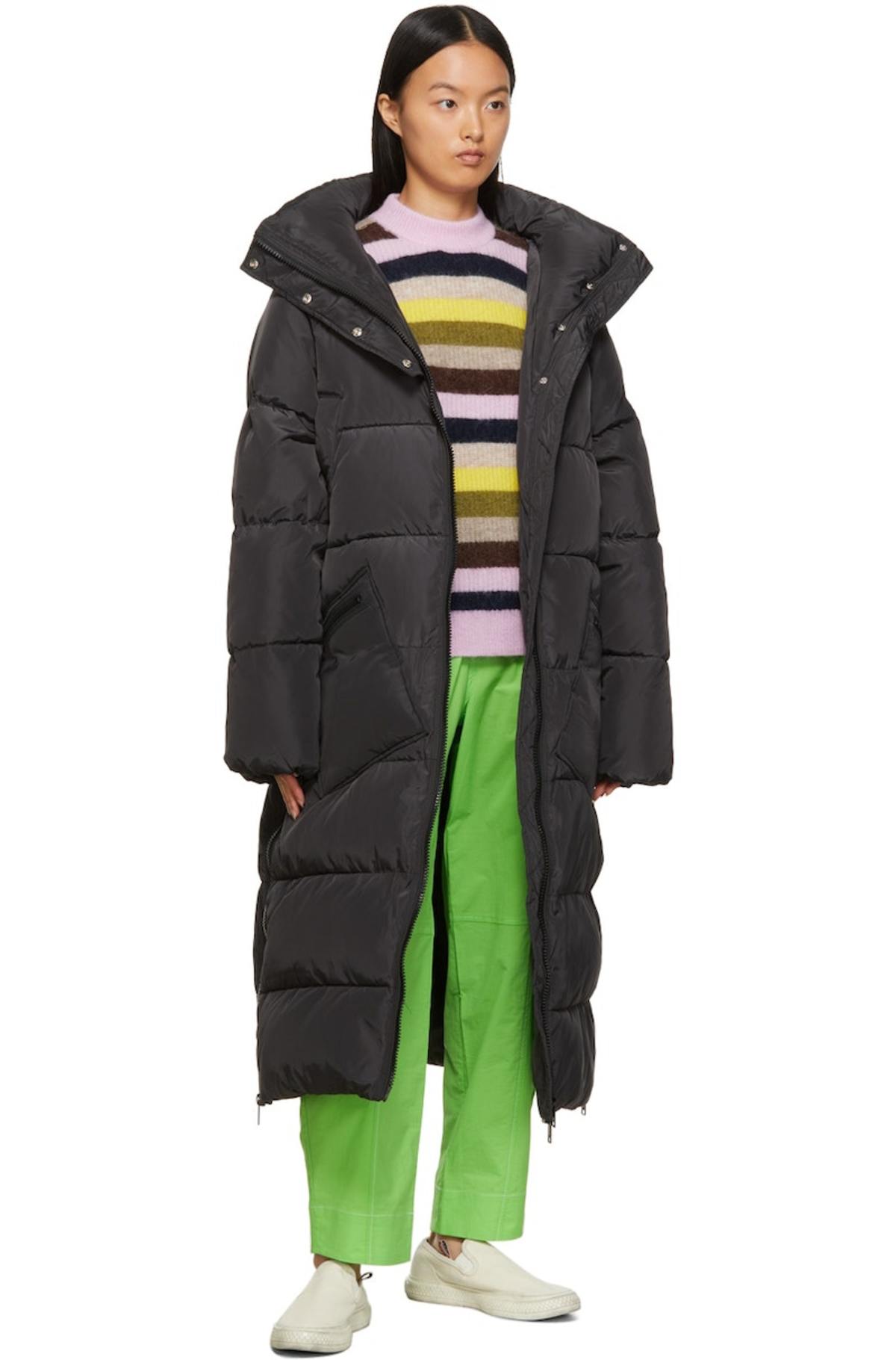 GANNI Insulated Long Puffer Coat - Black | Garmentory