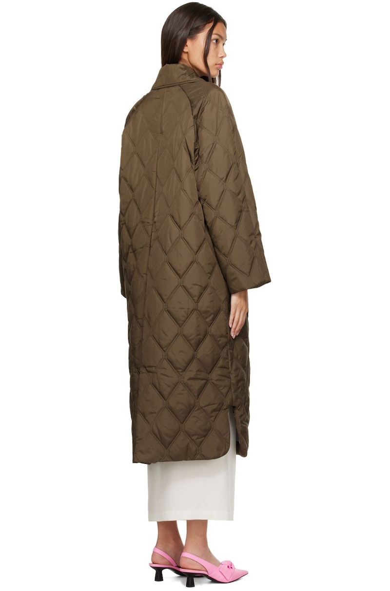 GANNI Quilted Coat - Brown | Garmentory