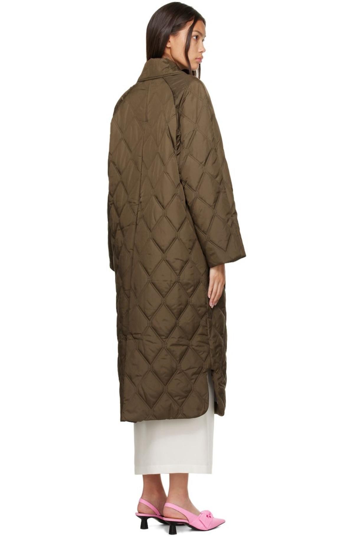 GANNI Quilted Coat - Brown | Garmentory