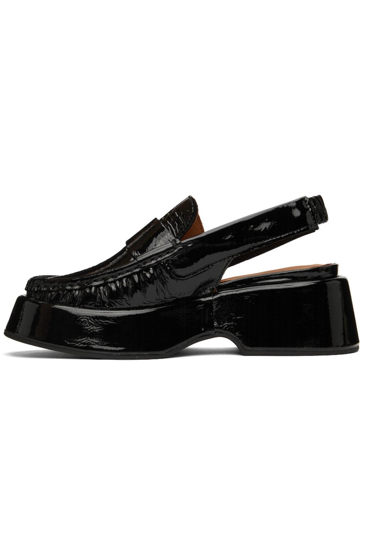 GANNI Retro Slingback Platform Loafers - Black | Garmentory