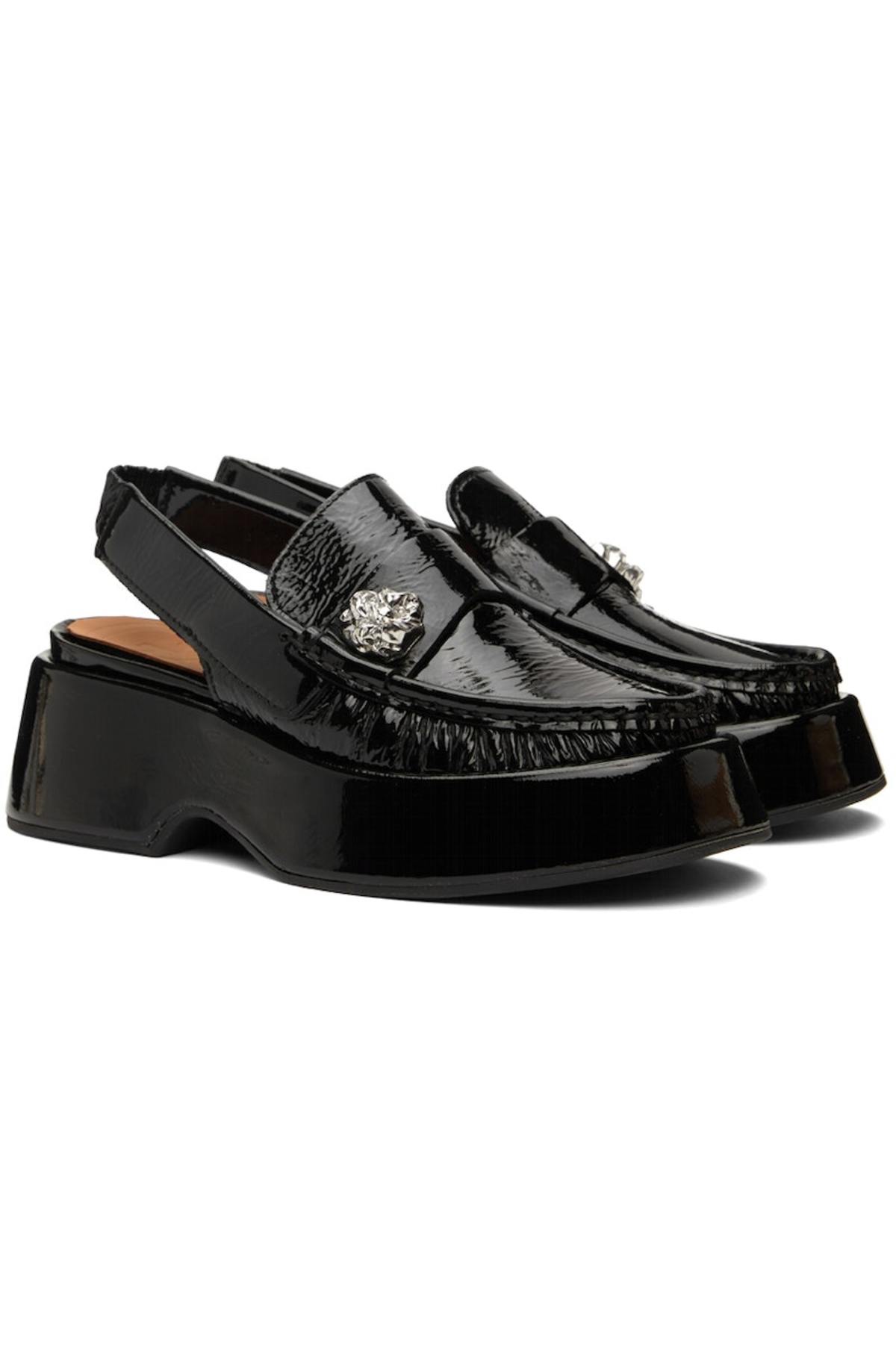 GANNI Retro Slingback Platform Loafers - Black | Garmentory