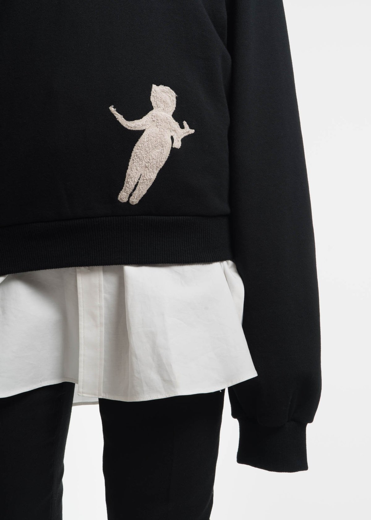 Dressed Undressed Black Pile Oversized Embroidery Crewneck Sweatshirt Garmentory