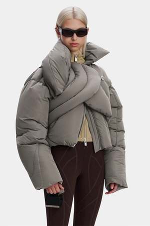 Heliot Emil Connective Down Jacket - Grey/Green | Garmentory