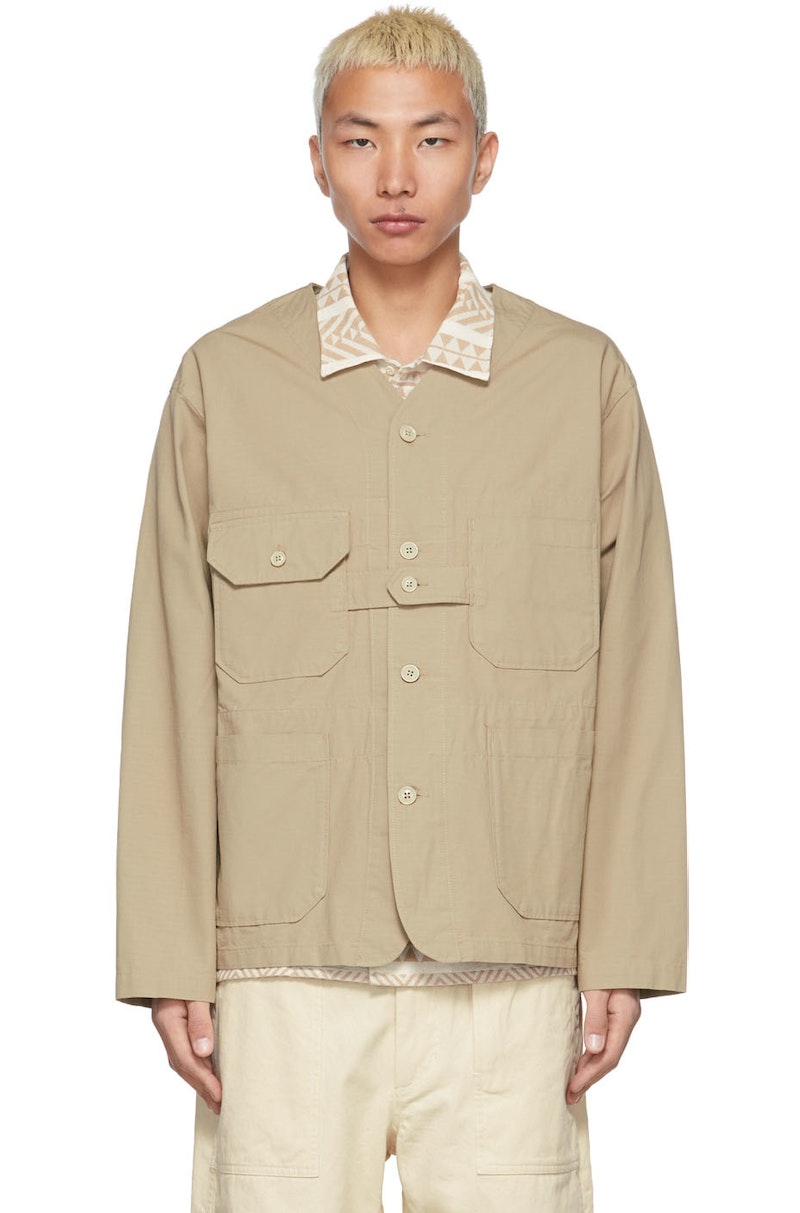 Engineered Garments Ripstop Cardigan Jacket - Tan | Garmentory