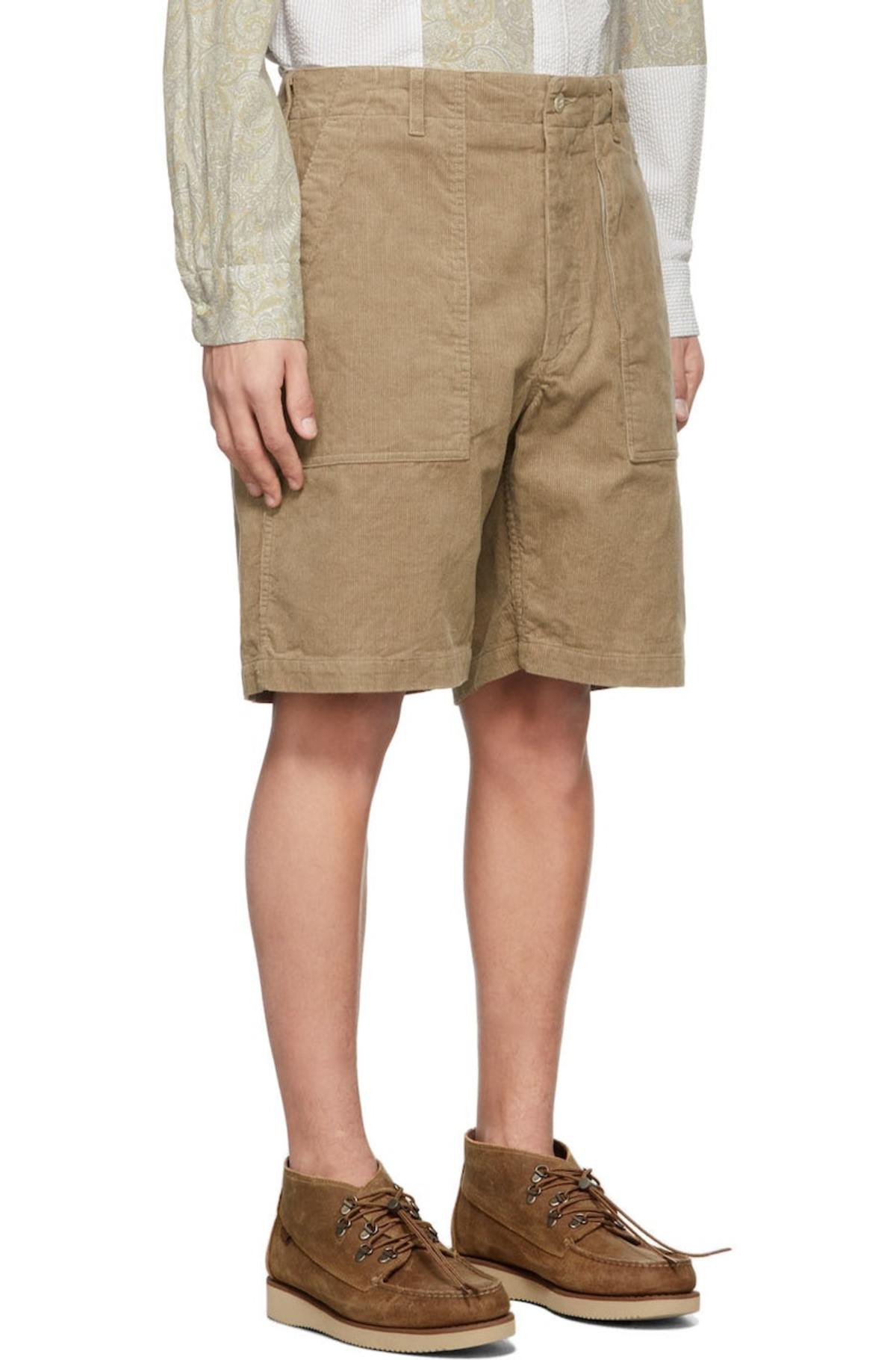 Engineered Garments Corduroy Fatigue Shorts - Beige | Garmentory