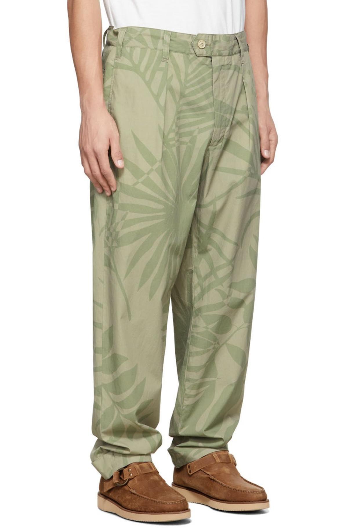 Engineered Garments Lea Print Carlyle Trousers - Khaki | Garmentory