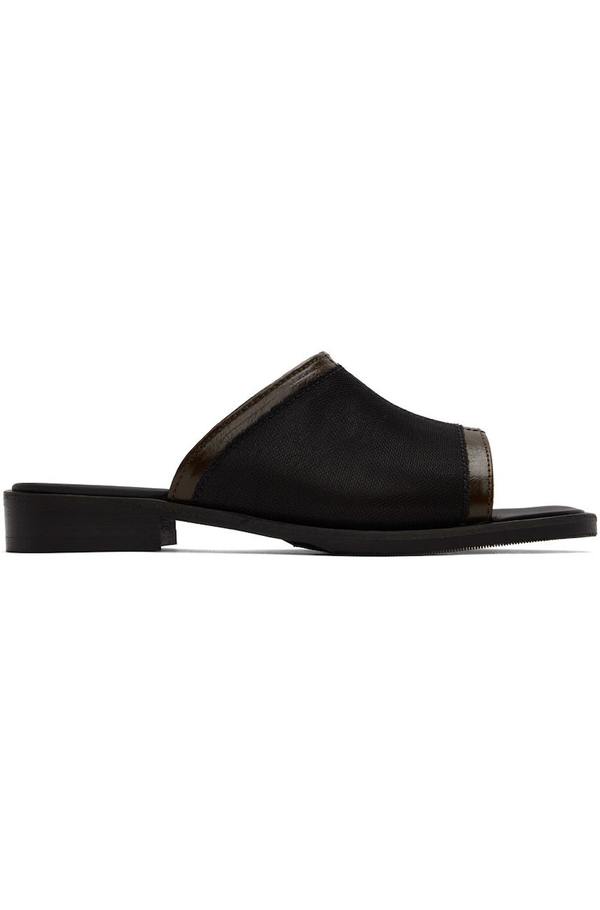 Our Legacy Black Leather Tech Slides | Garmentory