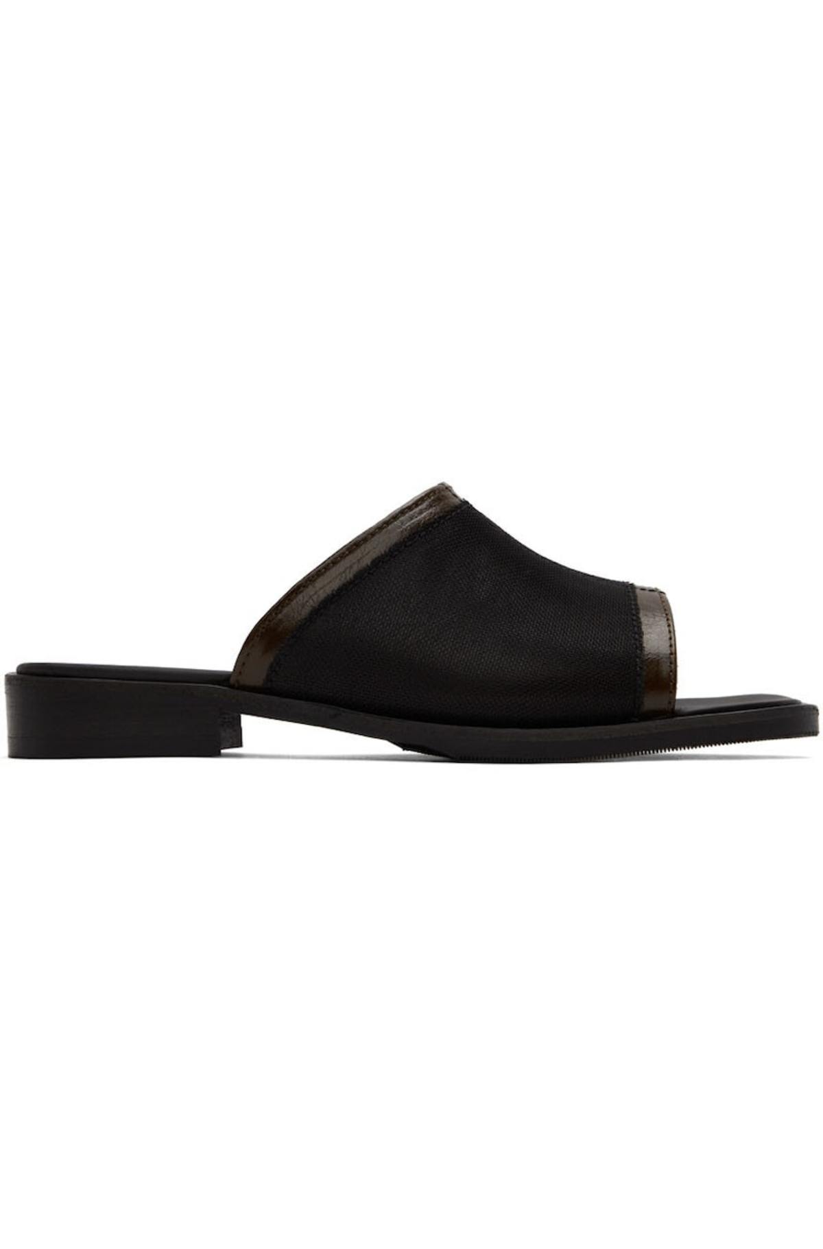 Our Legacy Black Leather Tech Slides | Garmentory