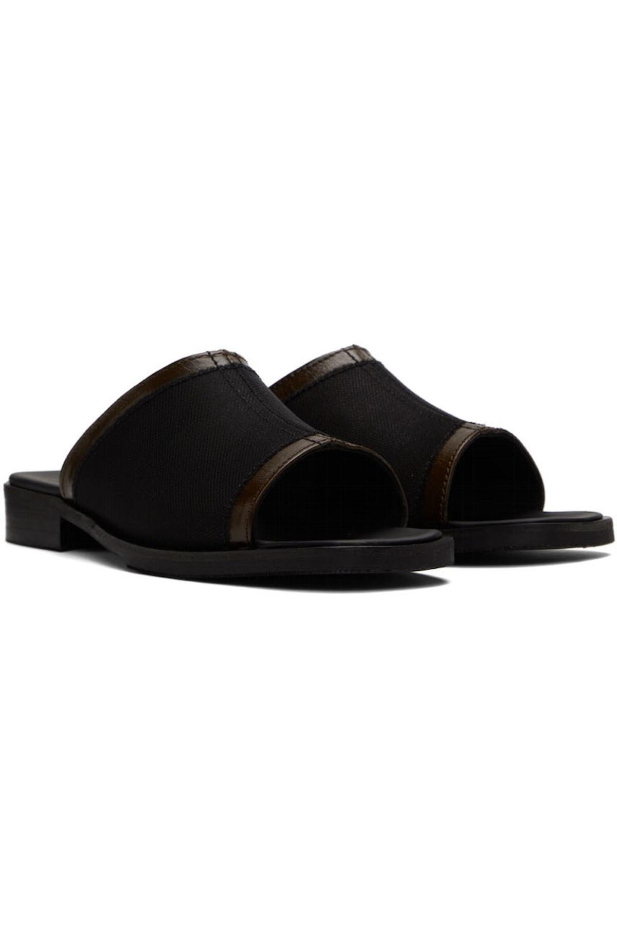 Our Legacy Black Leather Tech Slides | Garmentory