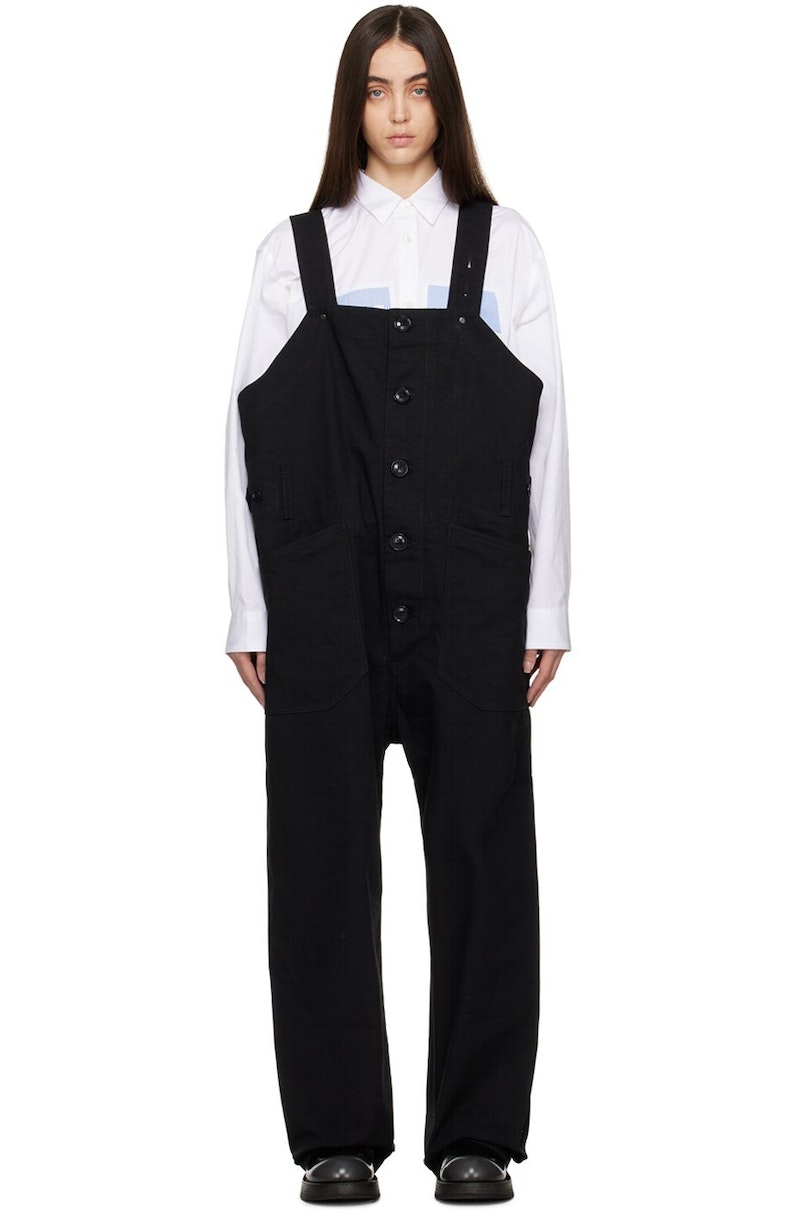 Engineered Garments Button Up Overalls - Black | Garmentory