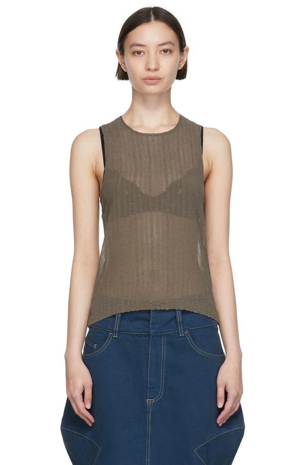 Our Legacy Cotton Tank Top - Olive | Garmentory