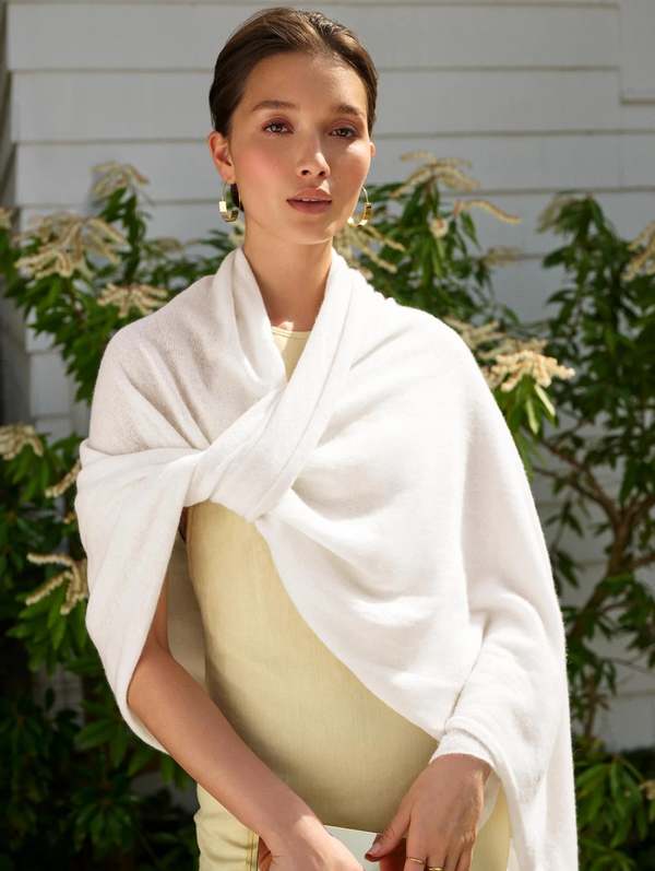 White + Warren Cashmere Travel Wrap - White | Garmentory