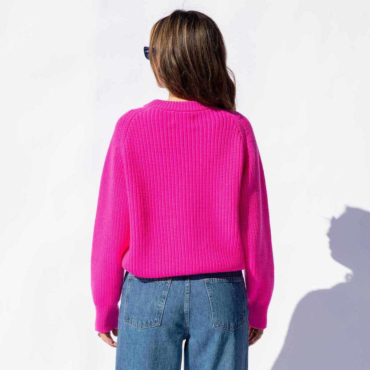Mara Hoffman Andi Regenerative Knit Sweater - Neon Hot Pink | Garmentory