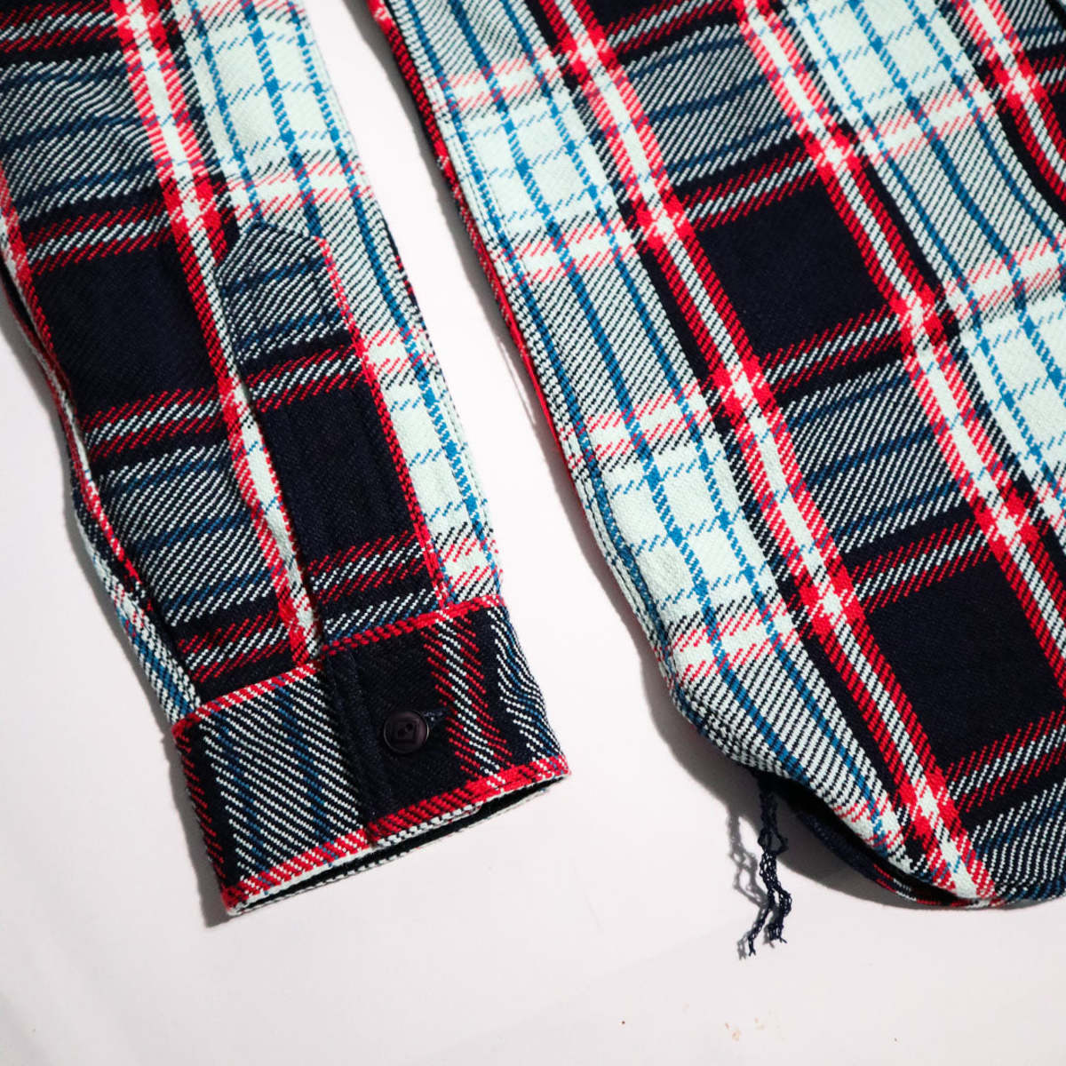 Samurai Denim Rope Dyed Indigo Heavy Flannel Shirt - Indigo/Red ...