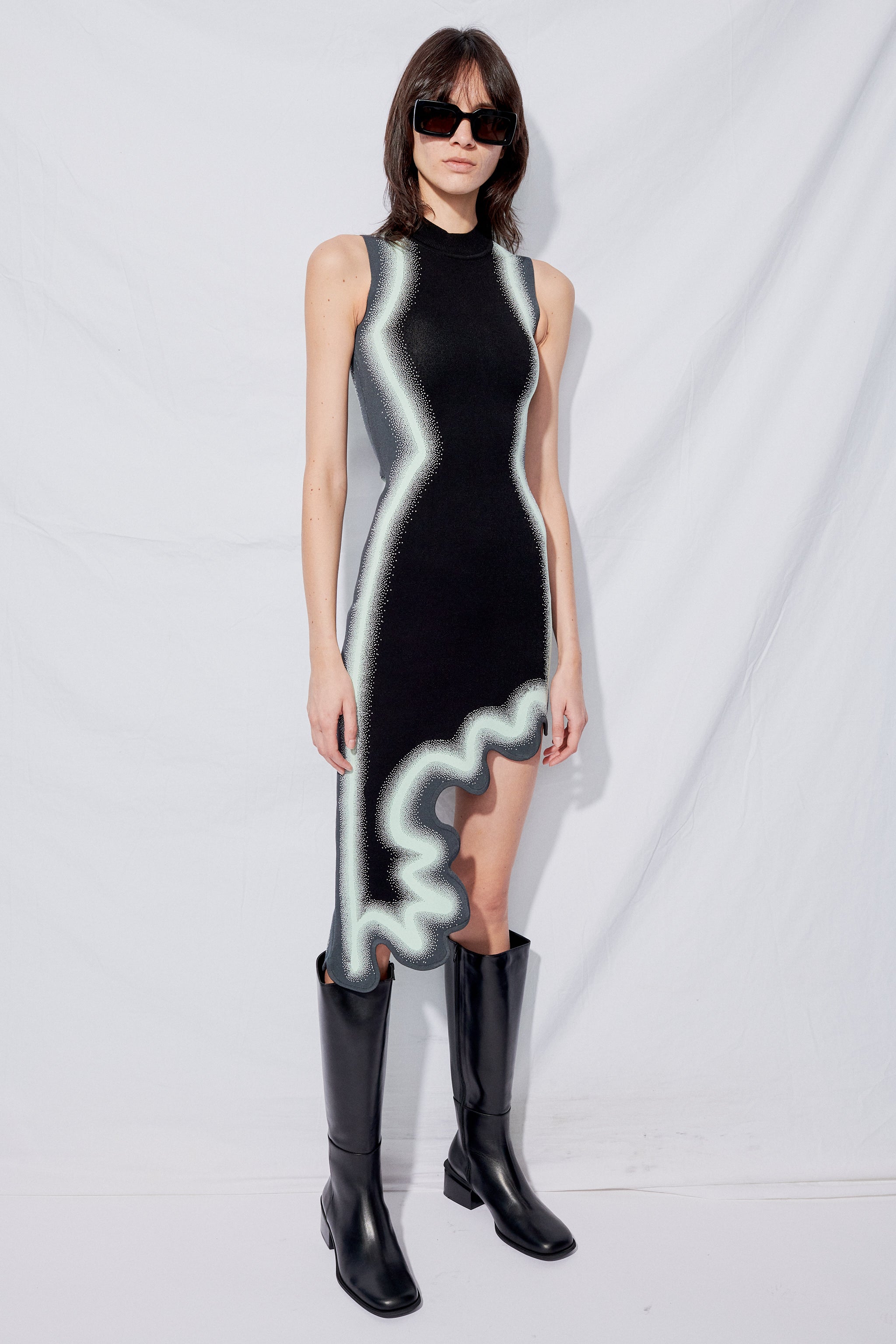 PH5 Brooklyn Wavy Asymmetric Dress - Black | Garmentory