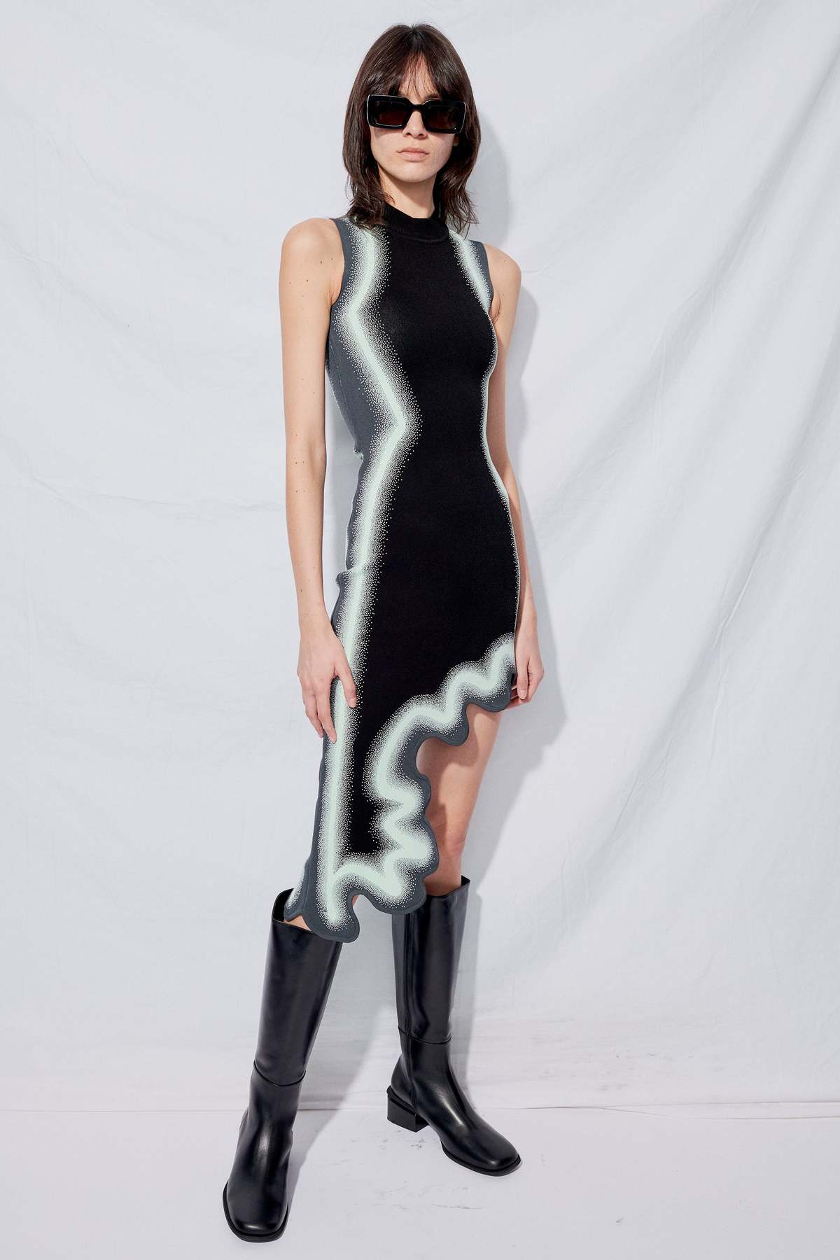 PH5 Brooklyn Wavy Asymmetric Dress - Black | Garmentory