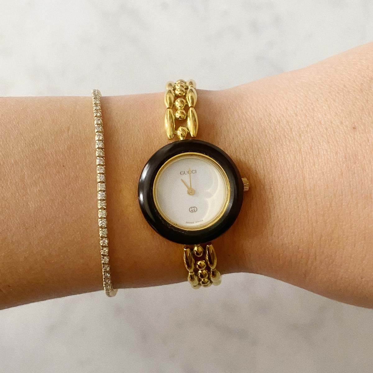 Vintage Tarin Thomas Gucci Interchangeable Colored Face Watch - Gold ...