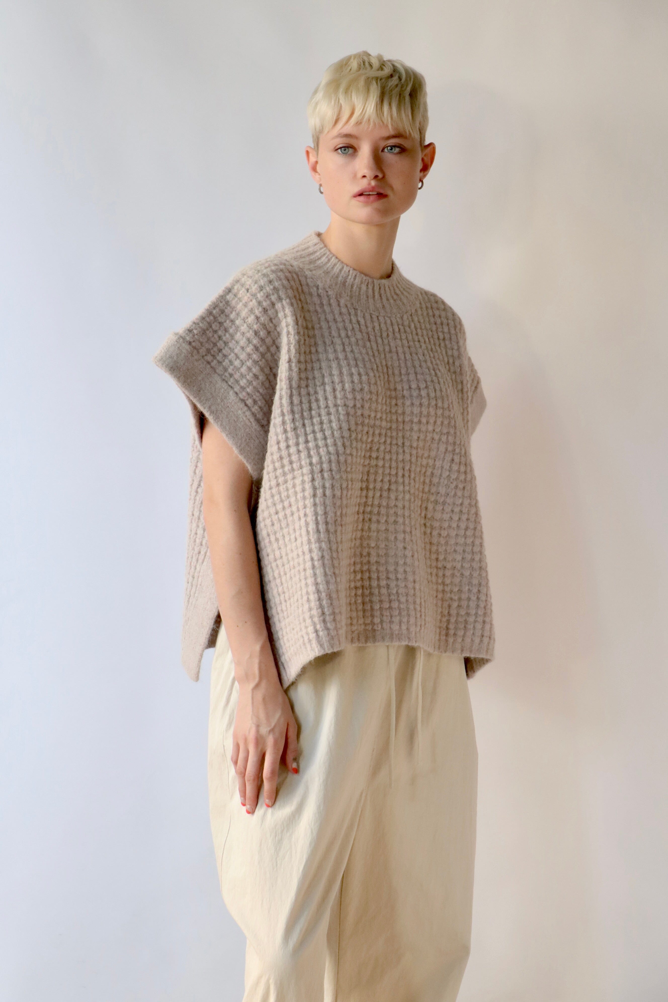 Lauren Manoogian Waffle Poncho - Putty Confetti | Garmentory