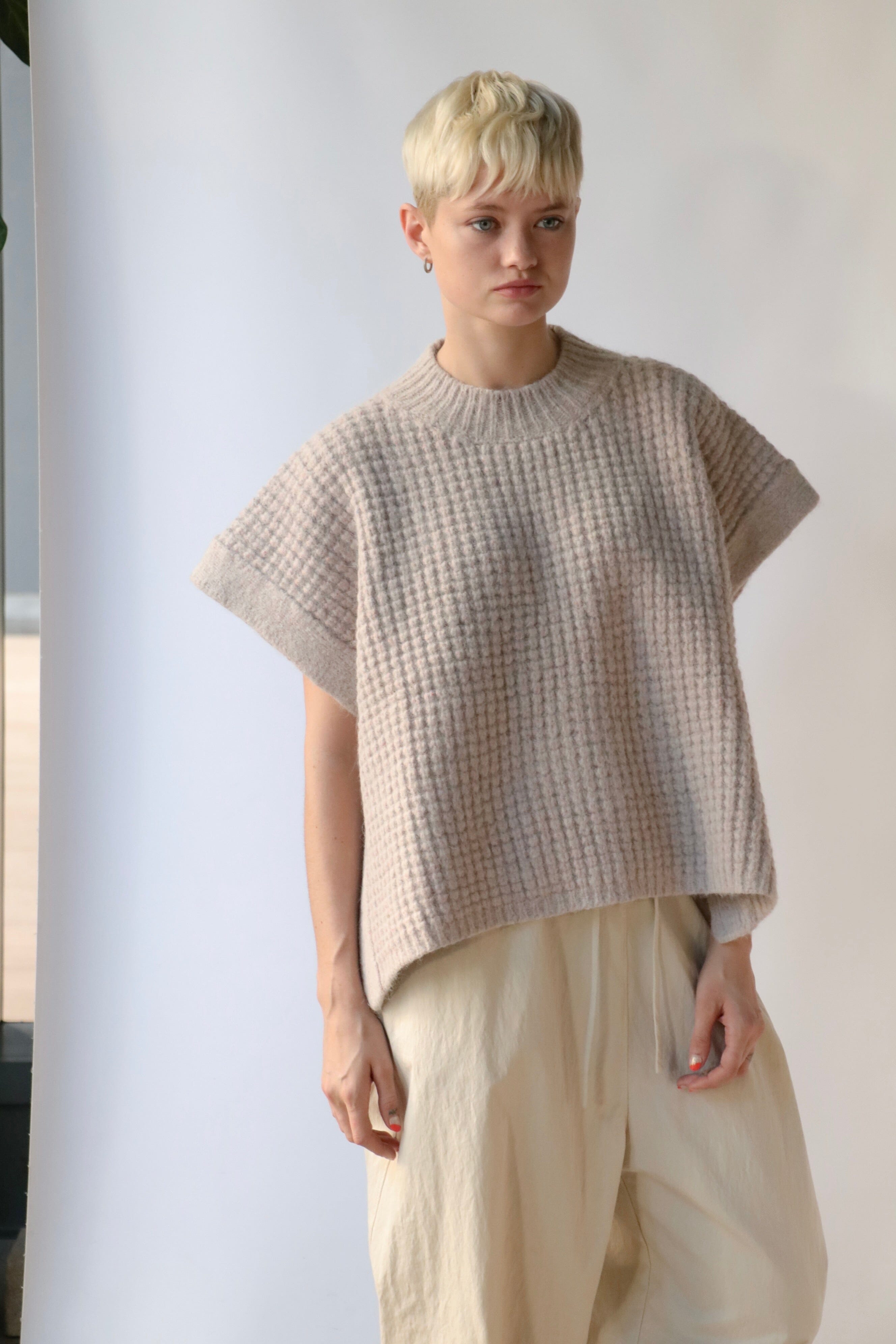 Lauren Manoogian Waffle Poncho - Putty Confetti | Garmentory