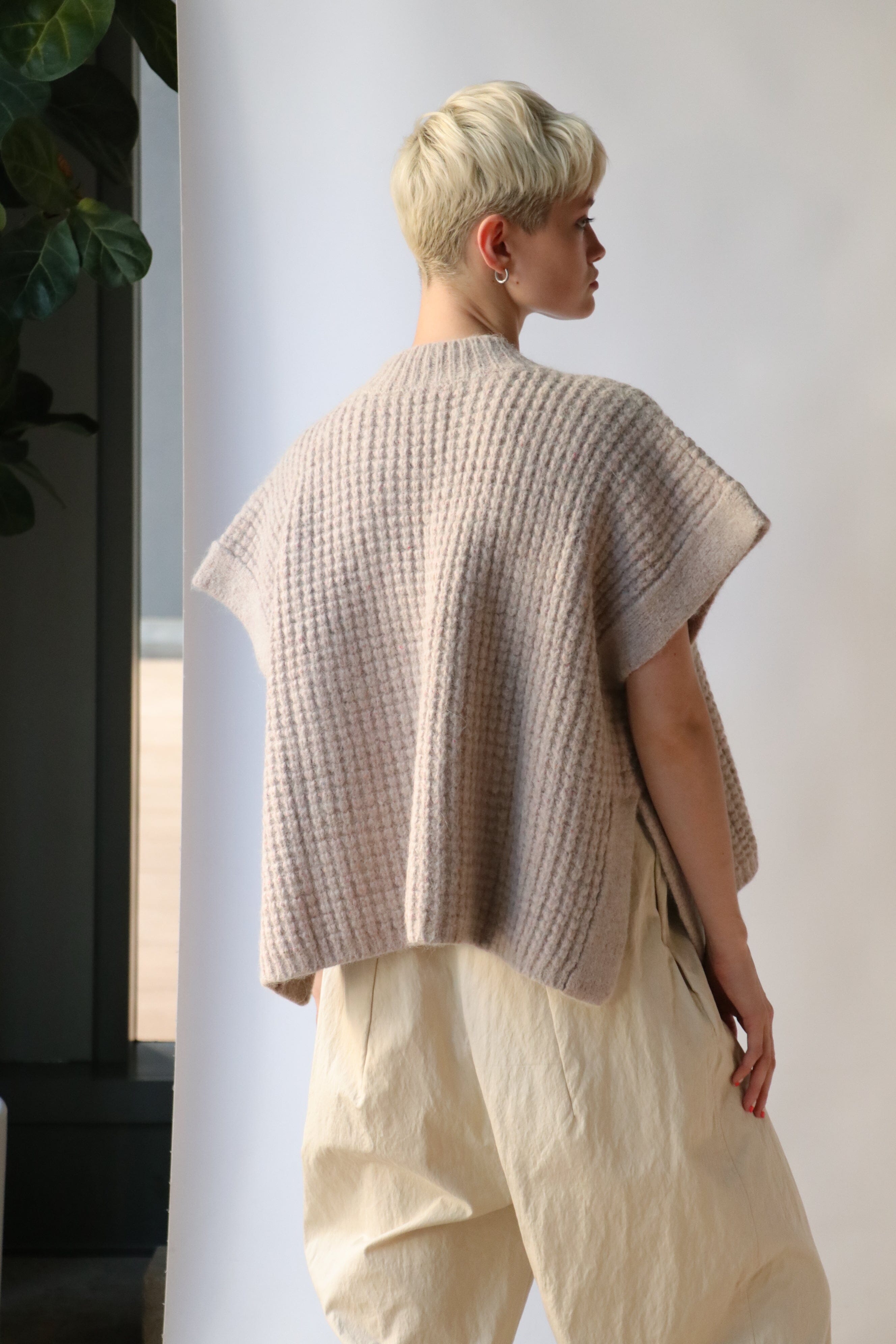 Lauren Manoogian Waffle Poncho - Putty Confetti | Garmentory