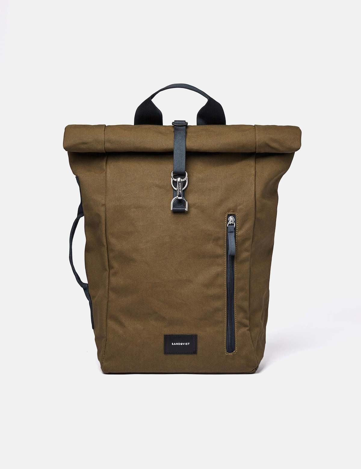 Sandqvist Dante Rolltop Backpack (Vegan) - Olive Green/Navy Blue ...