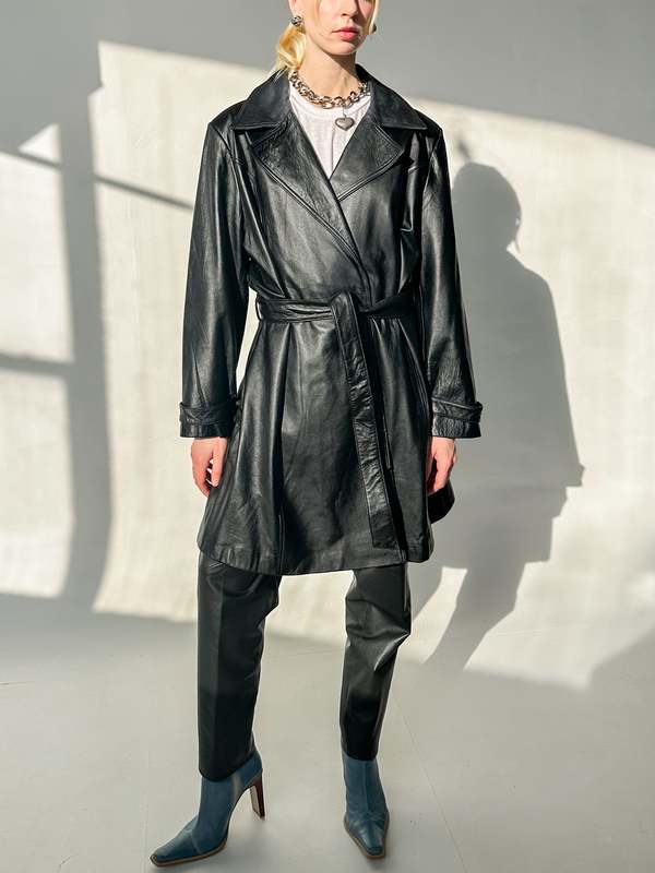 Leather Wrap Jacket - Black | Garmentory