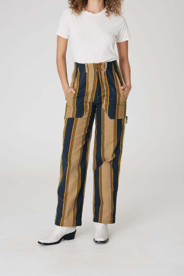IMPERFECT- Stripe Painter Pant w/ Piping | Garmentory