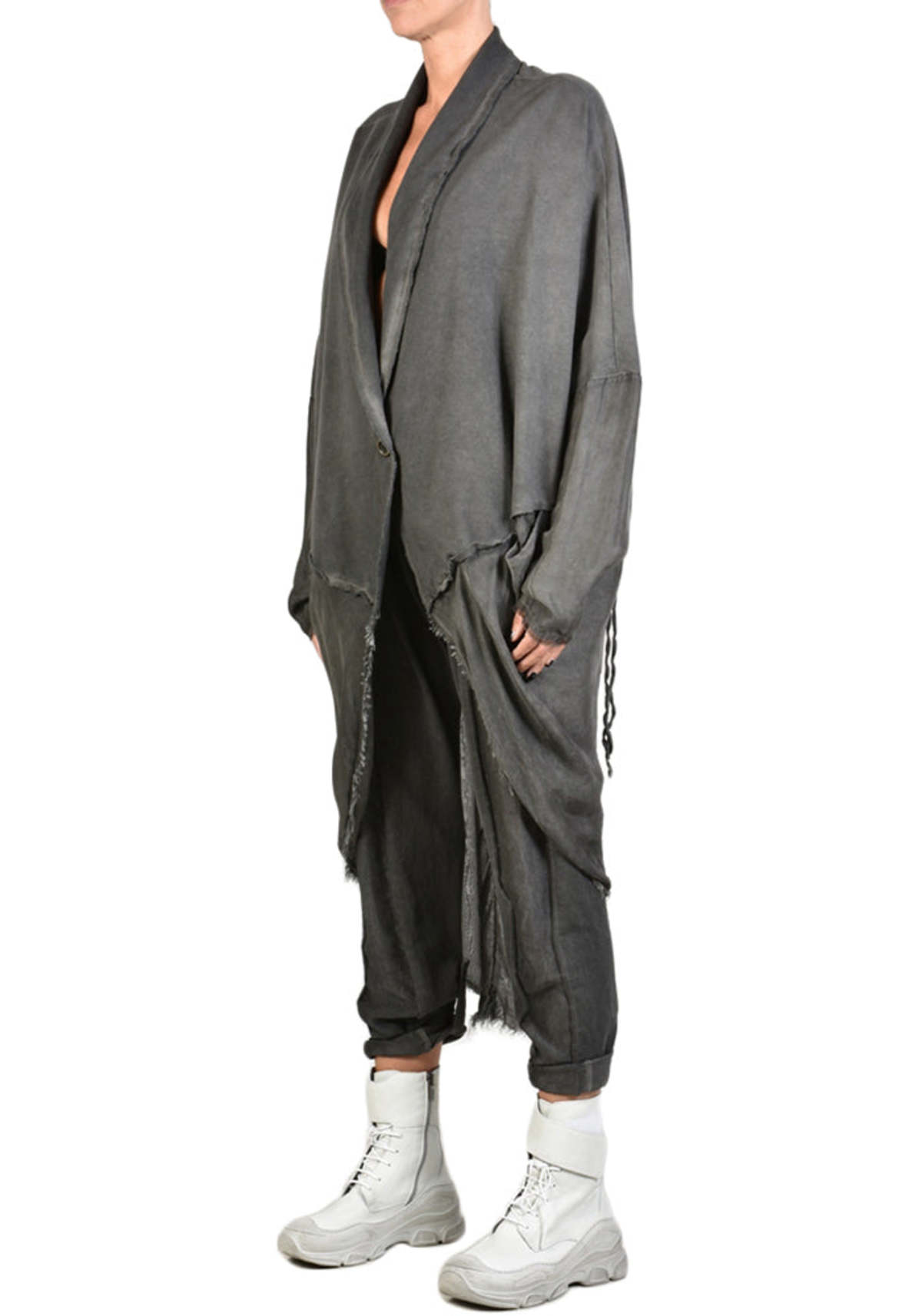Sanctamuerte Paneled Jersey and Silk Blend Long Jacket | Garmentory