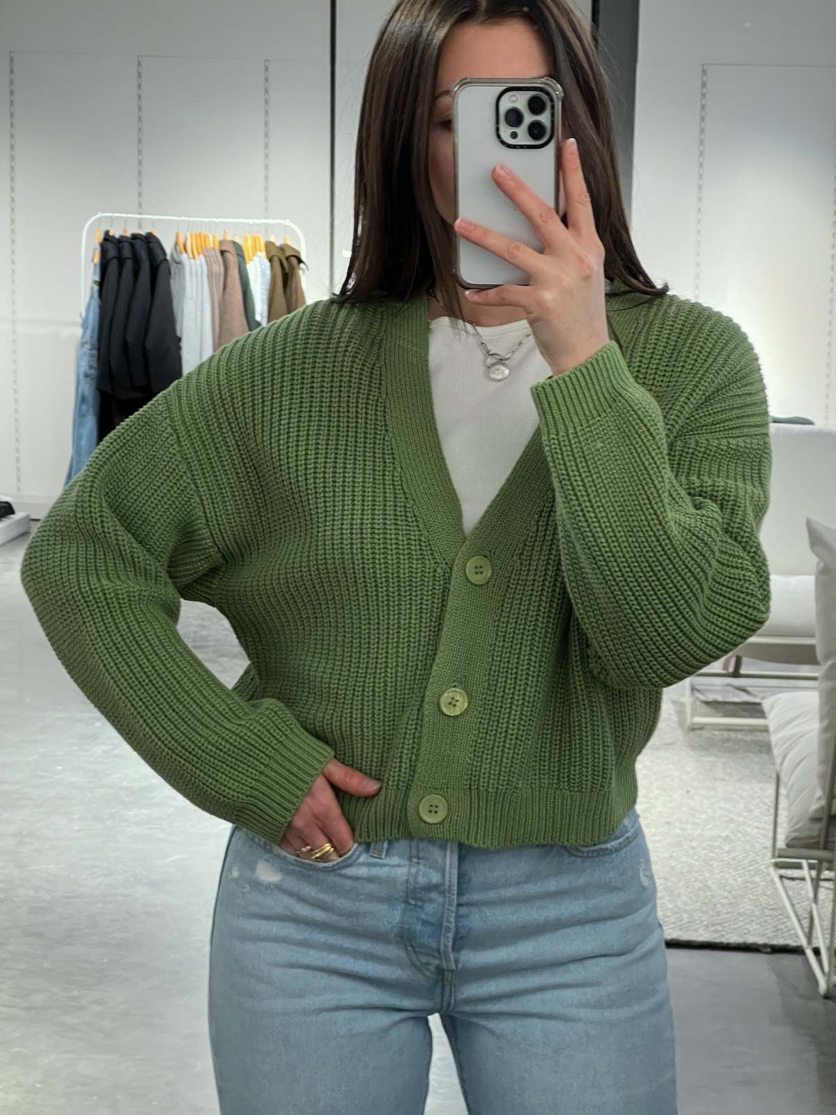 Rollas Sailor Slouch Cardigan - Olive Green | Garmentory