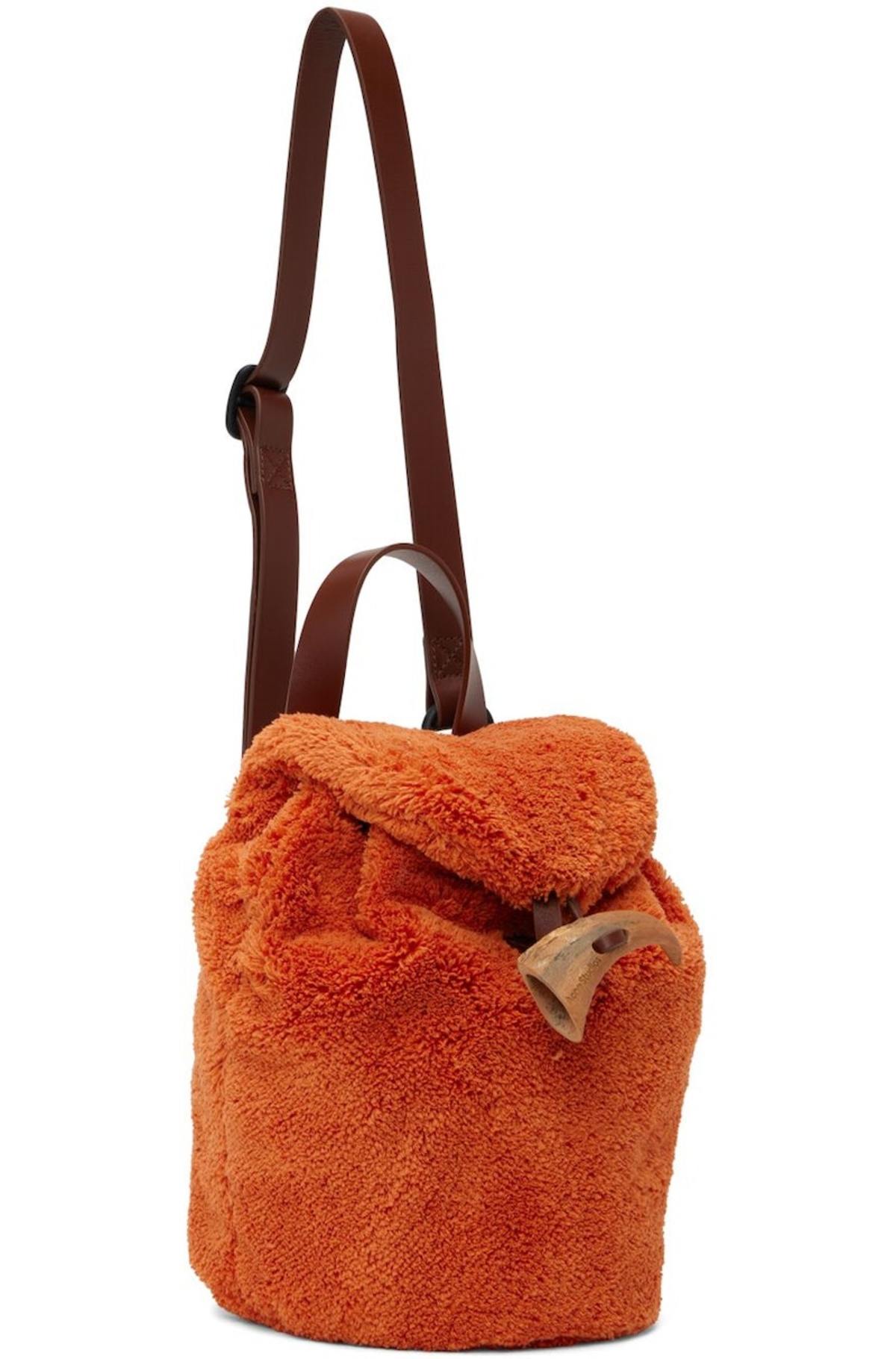 Acne Studios Furry Fleece Backpack - Orange | Garmentory