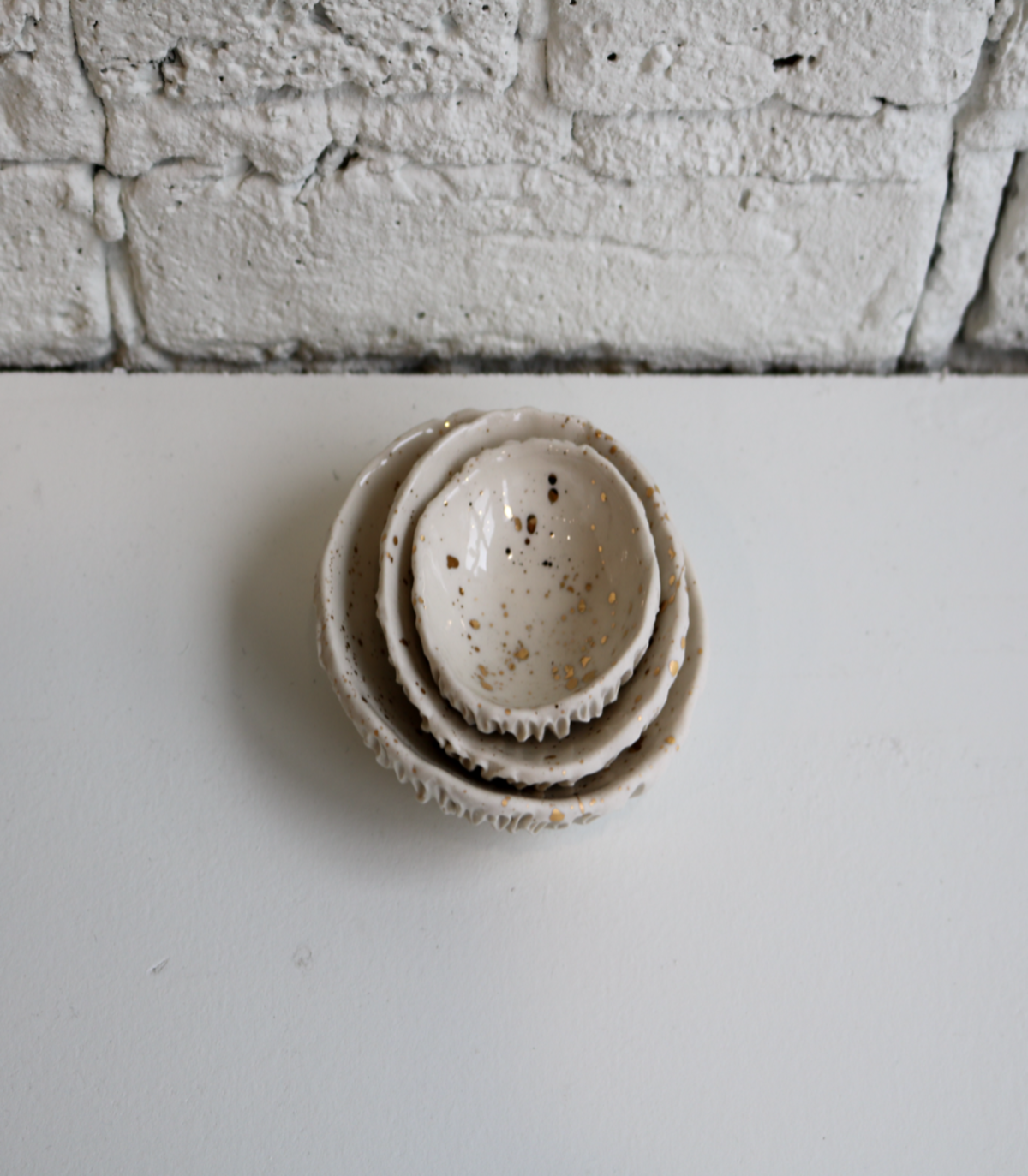 Element Clay Studio Ceramic Nesting Bowls - White/Gold Splatter ...