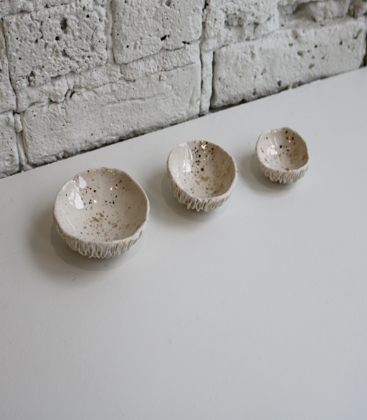 Element Clay Studio Ceramic Nesting Bowls - White/Gold Splatter ...