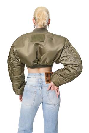 Cropped Bomber Jacket (Khaki) | Garmentory
