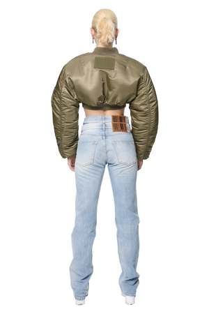 Cropped Bomber Jacket (Khaki) | Garmentory