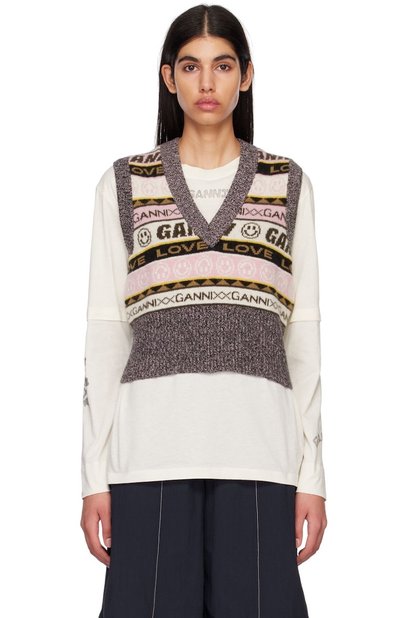 Ganni Graphic Vest - Petrified Oak | Garmentory