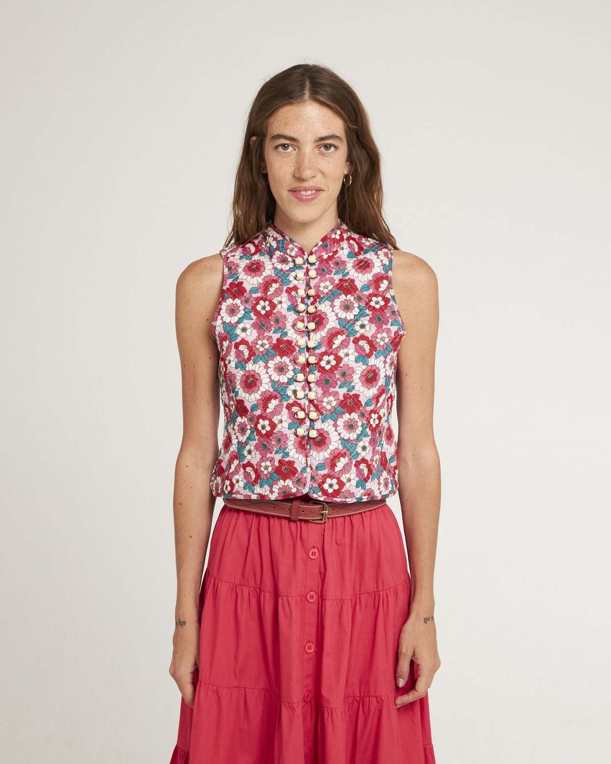 Antik Batik Blossom Gilet Vest - red | Garmentory