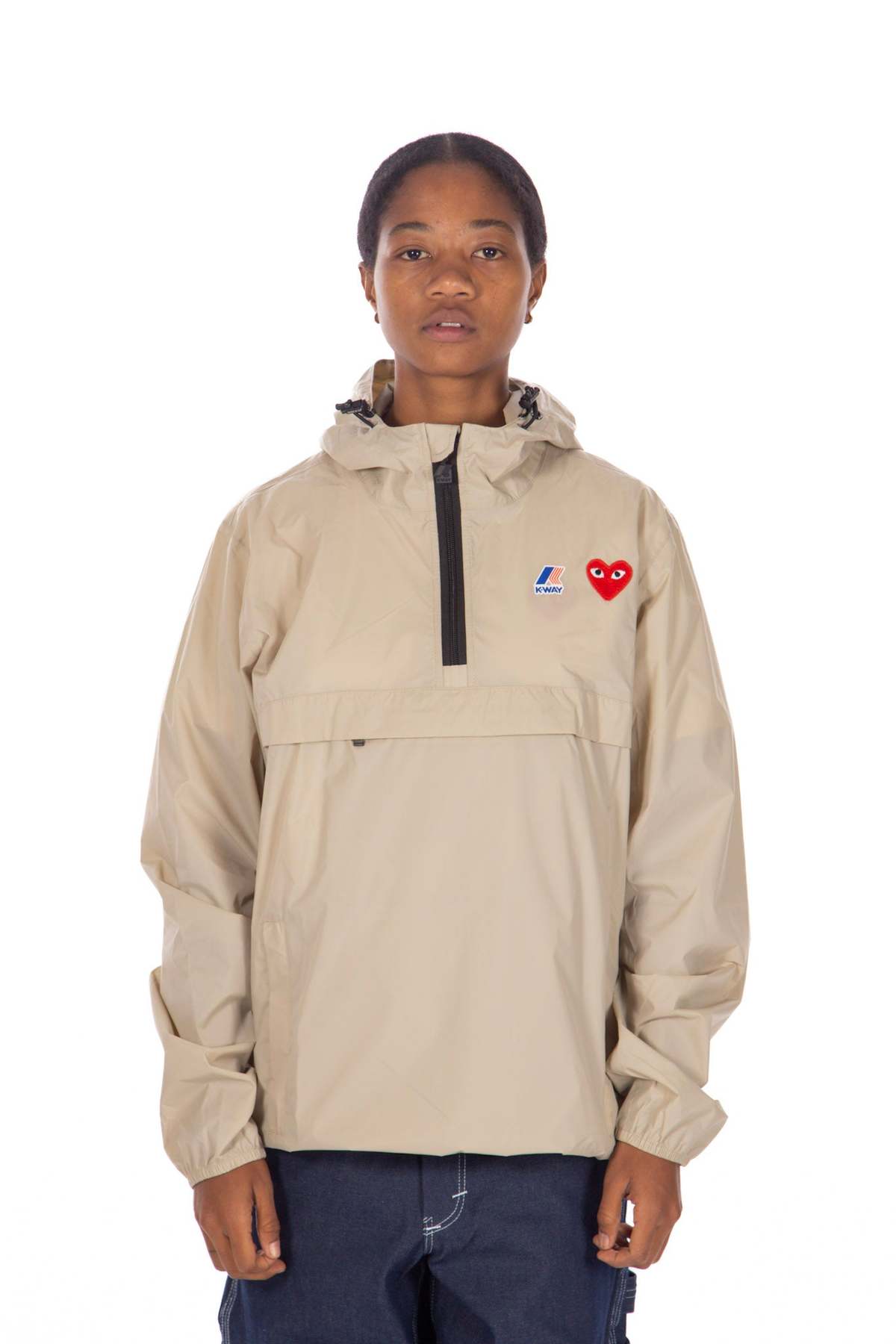 Comme des Garçons CDG Play x K Way Windbreaker Half Zip - Beige ...