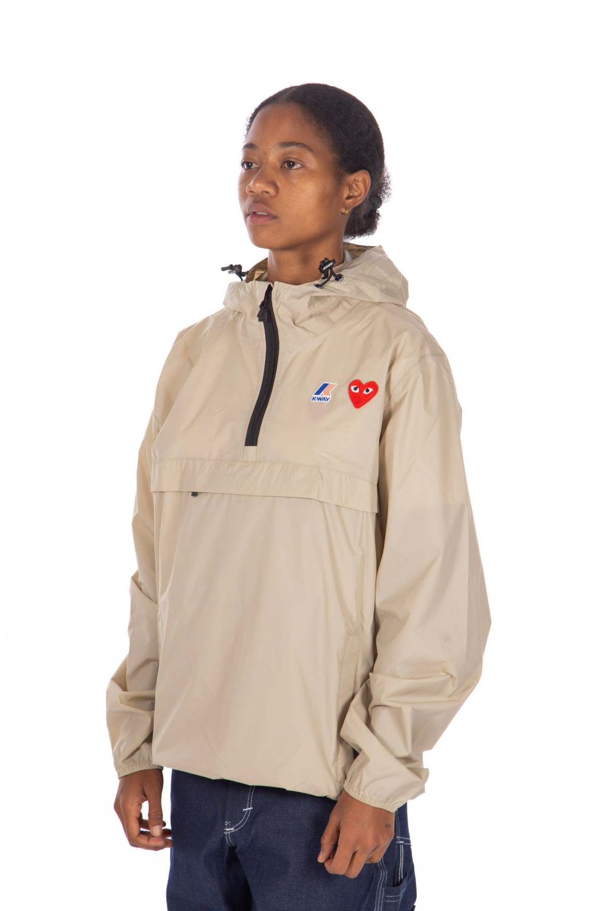 Comme des Garçons CDG Play x K Way Windbreaker Half Zip - Beige ...