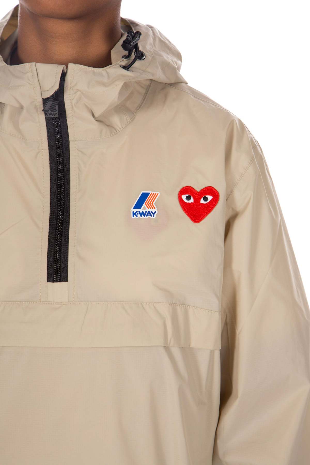 Comme des Garçons CDG Play x K Way Windbreaker Half Zip - Beige ...