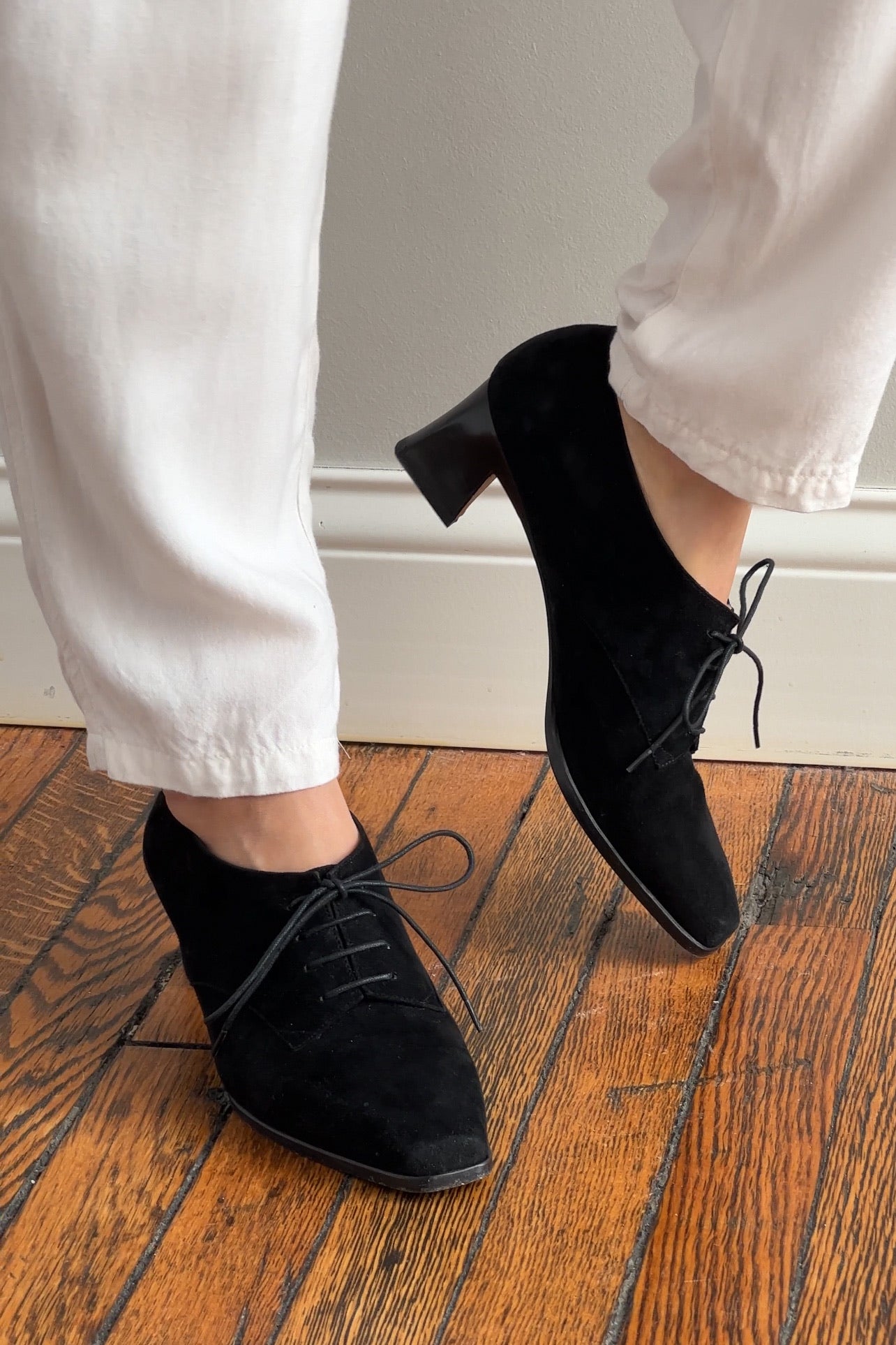 Vintage Italian Sueded Flared Heel Pumps | Garmentory