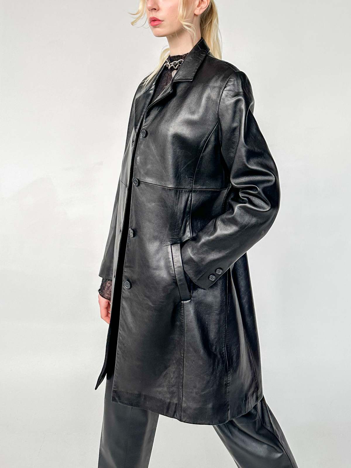 LEATHER PANELED TRENCH - BLACK | Garmentory