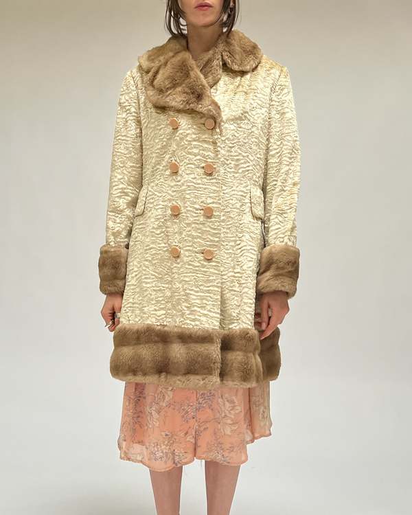 Vintage Crushed Velvet Faux Fur Coat | Garmentory