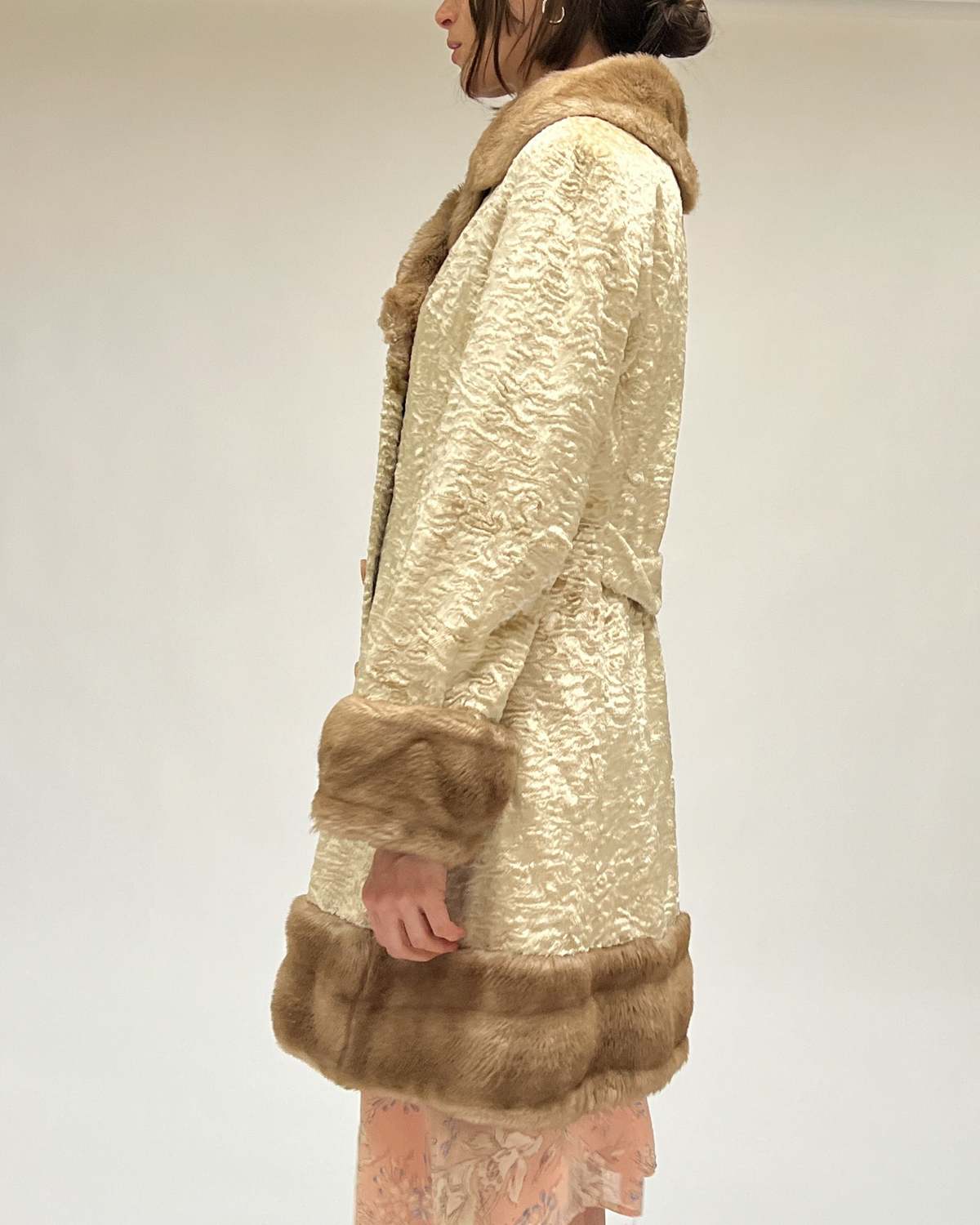 Vintage Crushed Velvet Faux Fur Coat | Garmentory