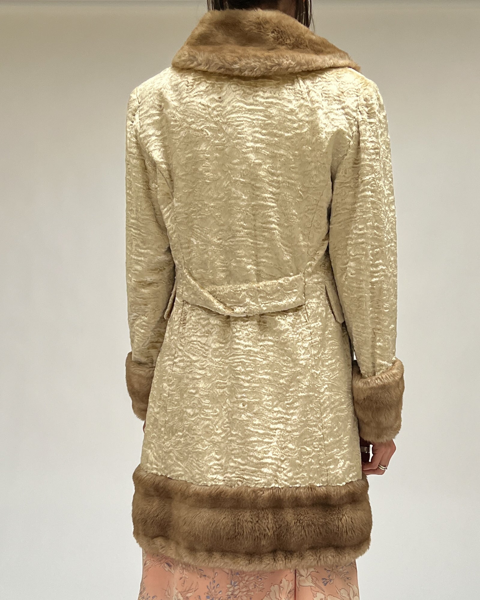 Vintage Crushed Velvet Faux Fur Coat | Garmentory